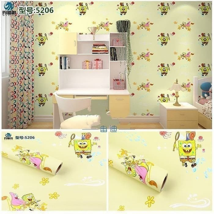 Jual Wallpaper Sticker premium Motif Spongebob/kuning/Panjang ±10m x ...