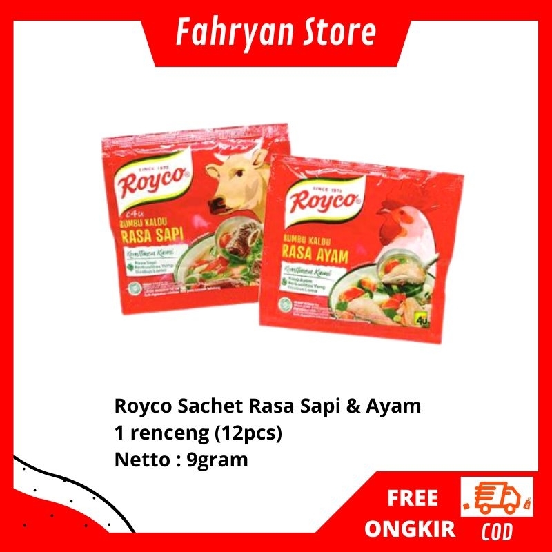 Jual Royco Sachet Kemasan 9gram rasa ayam dan sapi 12pcs | Shopee Indonesia