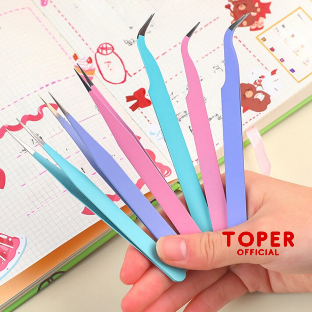 Jual TOPER Tweezer Sticker Pinset Penjepit Capit Stiker Bengkok Lurus ...