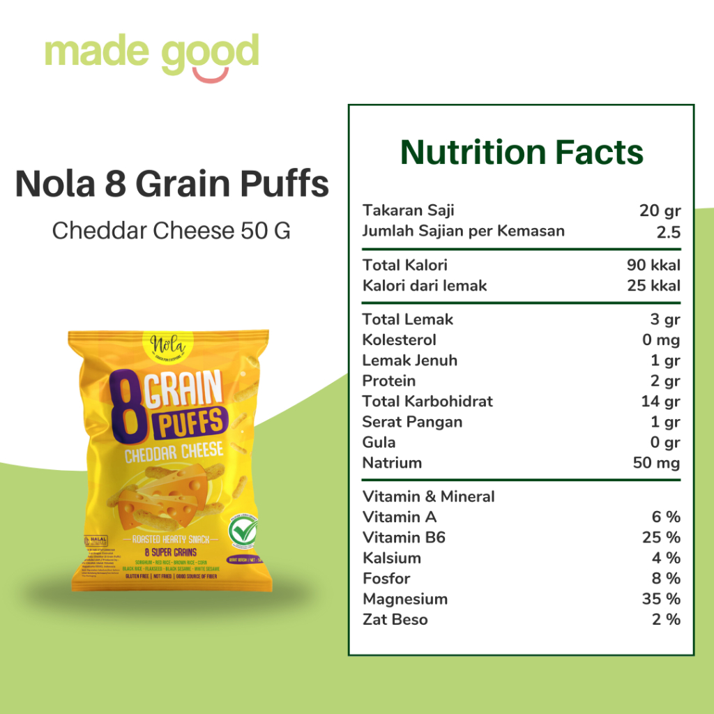 Jual Nola 8 Grain Puffs Cheddar Cheese 50 Gram, Snack Anak Gluten Free ...
