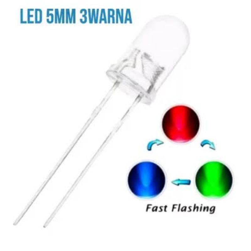 Jual Led 5mm RGB 3 warna lampu layangan putih - merah hijau biru / 5 mm ...