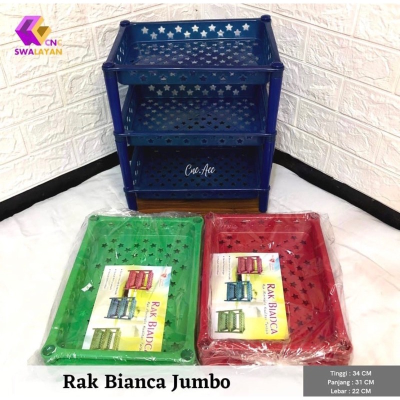 Jual Rak Plastik Bianca 3 Susun Jumbo / Rak Plastik / Rak Serbaguna ...