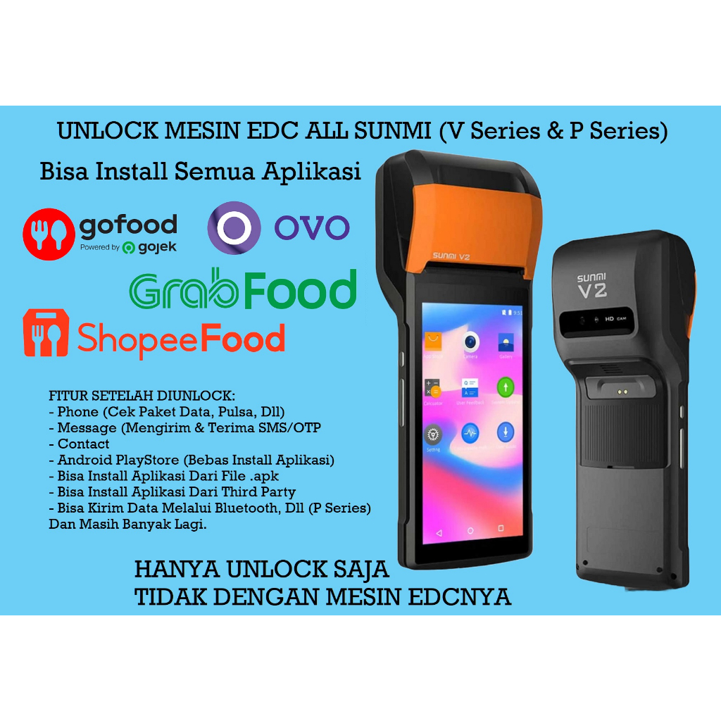 Jual Unlock Mesin SUNMI V1, V2, V2 Pro (V SERIES ONLY) | Shopee Indonesia