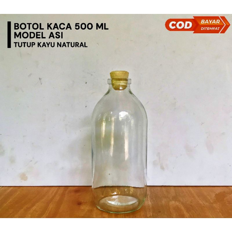 Jual Botol Kaca Tutup kayu , Botol kaca Asi 500Ml, Botol Kaca Tutup ...
