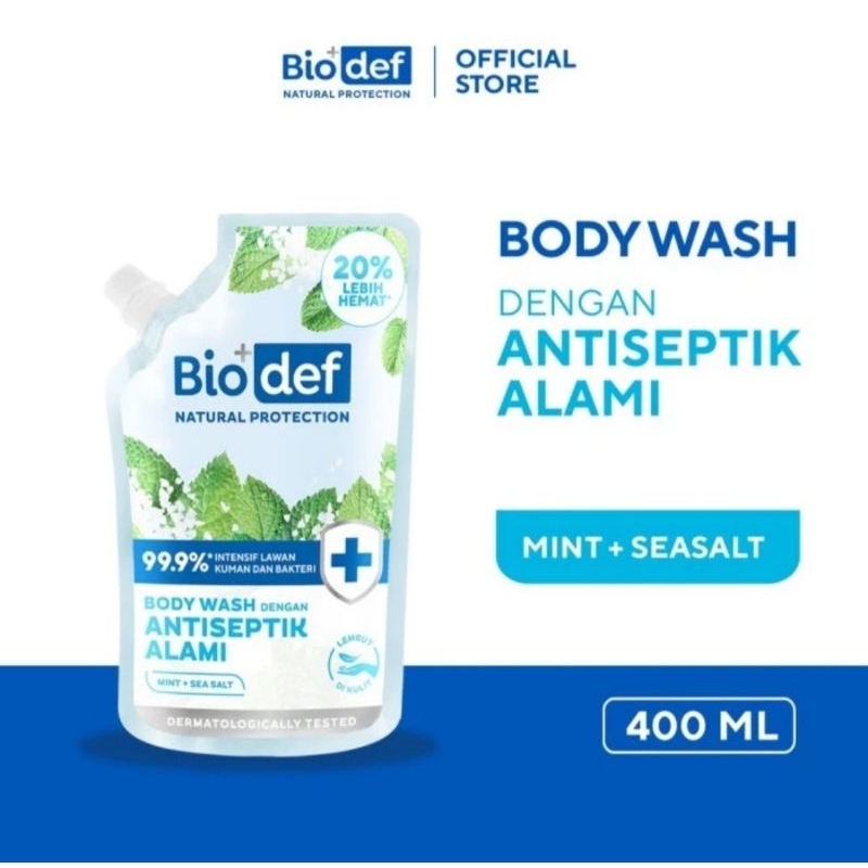 Jual Bio Def-Body Wash Antiseptik Alami Mint+Sea Salt 400ML | Shopee ...