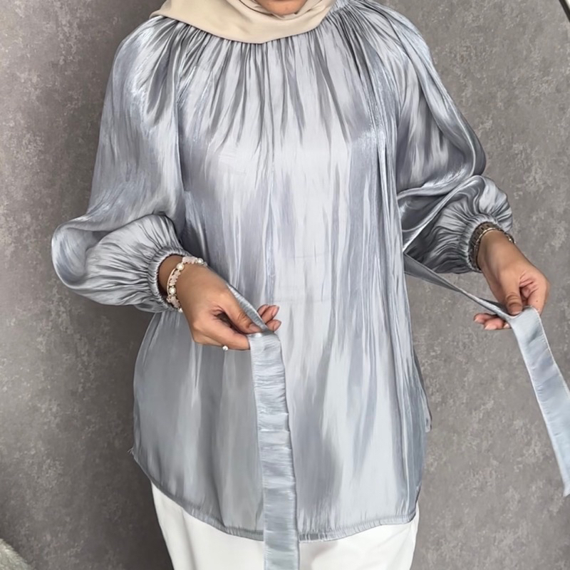 Jual FLORA BLOUSE TALI ATASAN WANITA KEMEJA SHIMMER SILK MAXIMA PREMIUM ...