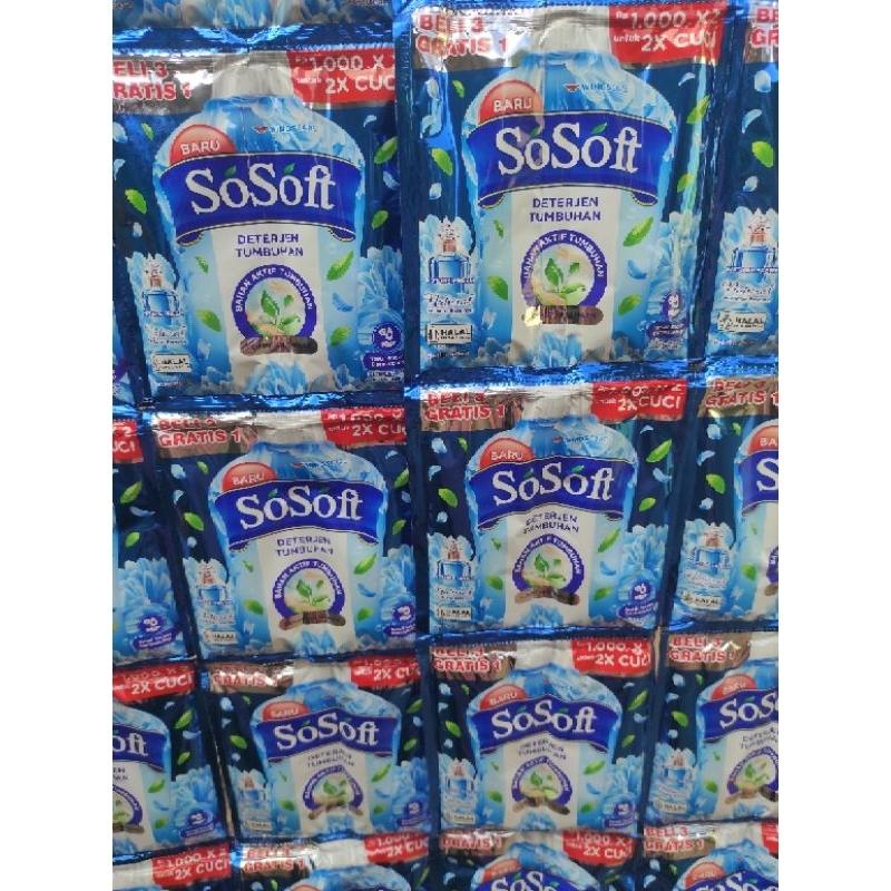 Jual Detergent cair so soft 1000an, renceng isi 16 sachet | Shopee ...