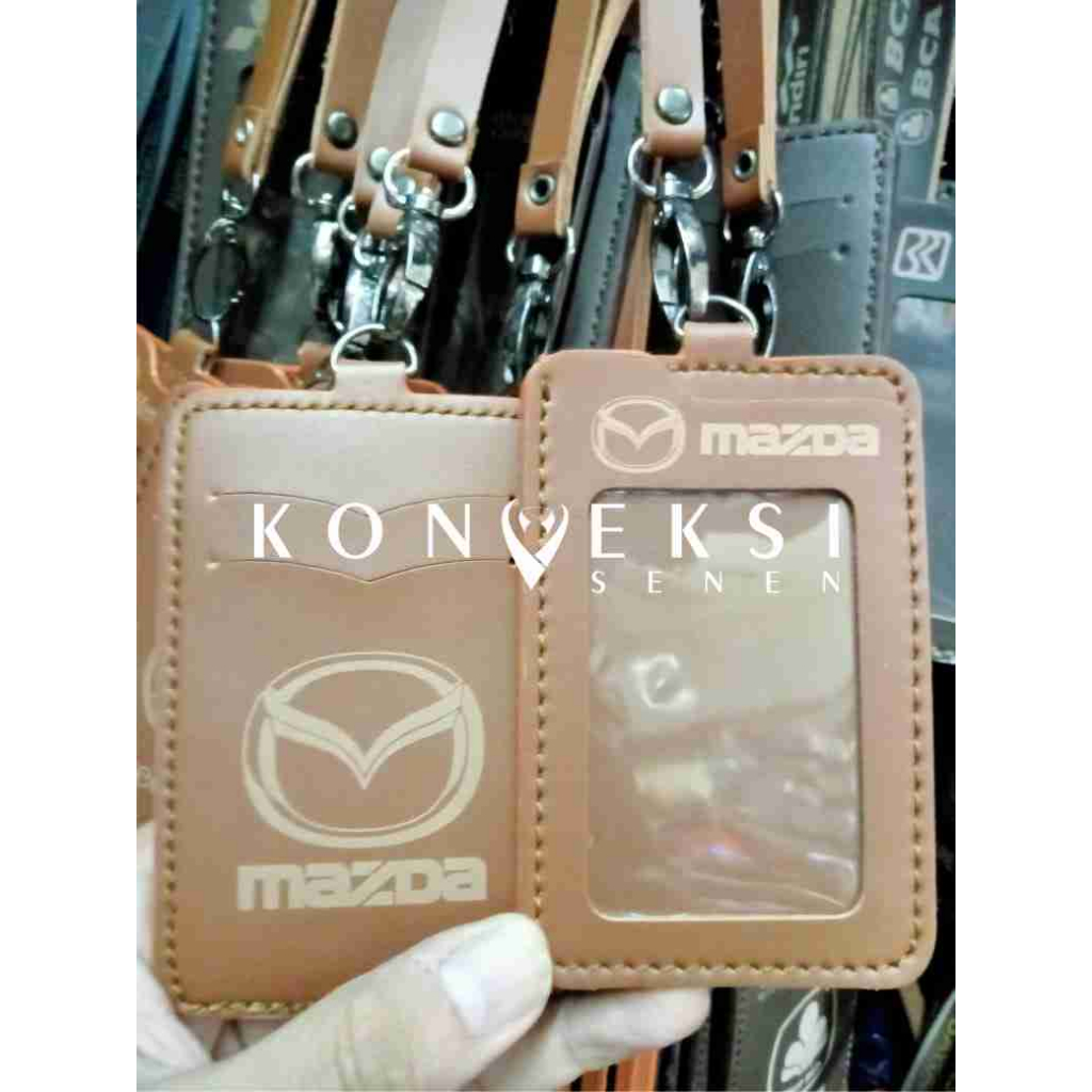 Jual gantungan kulit id card lanyard name tag mazda tempat kartu ...