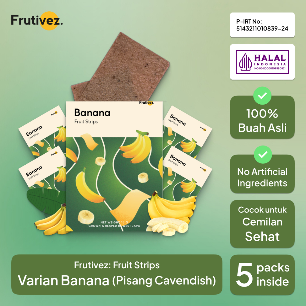 Jual [5 Pack] Frutivez Banana Fruit Strips Dehydrated Fruits Snack
