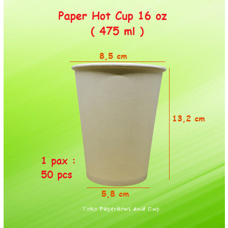 Jual Paper Hot Cup 16 oz 475 ml Gelas Kertas isi 1000 pcs | Shopee ...