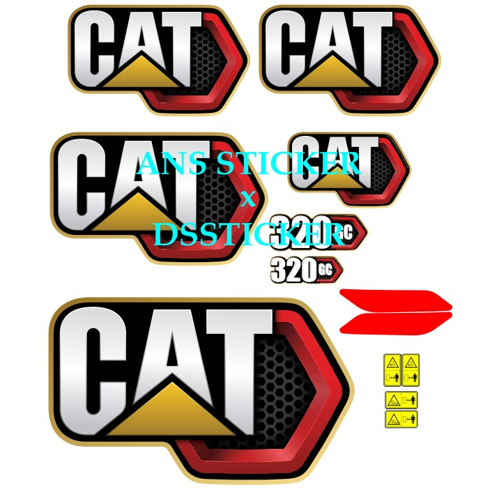 Jual Sticker Excavator / Stiker Alat Berat Caterpillar CAT 320 GC Logo ...