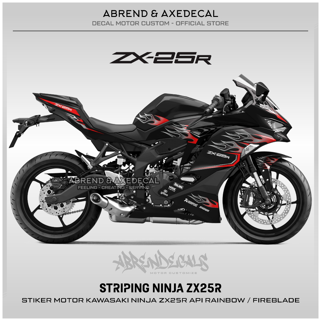 Jual STRIPING ZX25R GRAFIS API RAINBOW / STIKER MOTOR KAWASAKI NINJA ...