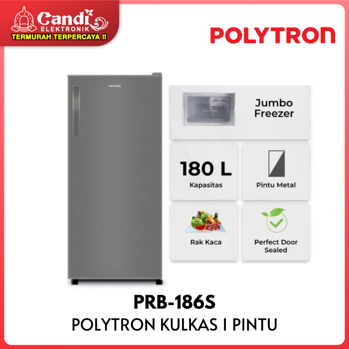 Jual POLYTRON Kulkas 1 Pintu Metallic 180 Liter PRB-186S | Shopee Indonesia