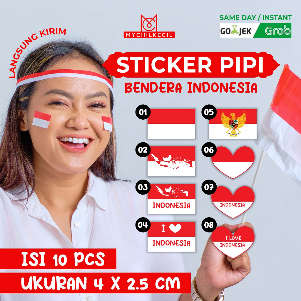 Jual STIKER Pipi Bendera - Sticker Pipi Merah Putih - indonesia 17 ...