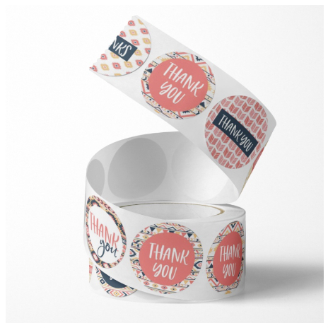 Jual Stiker Thank You / 1 Roll Stiker Thank You / Sticker Thank You 500 ...
