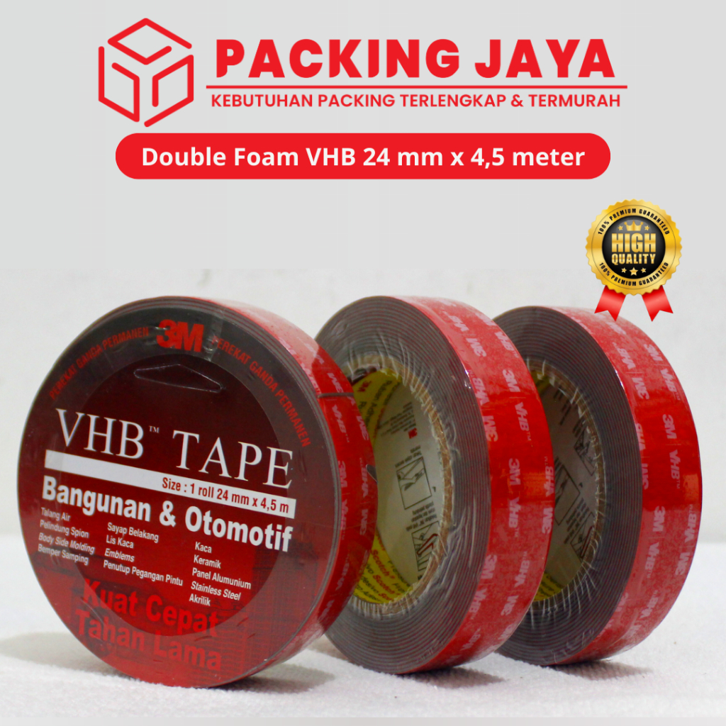 Jual Double tape 3M VHB 24mm - 12mm - Lem 3M Merah - Double tape Otomotif - 24MMx 4,5M PER ROLL ...
