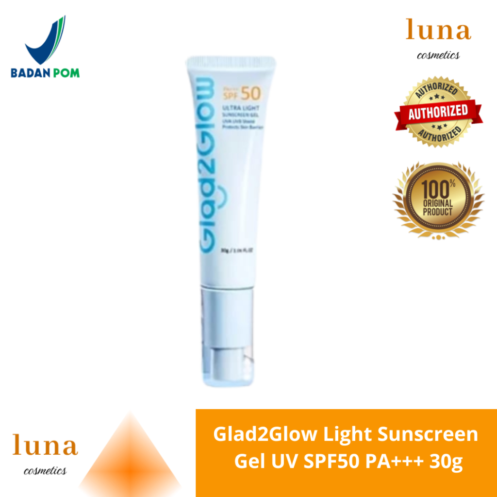 Jual Glad2Glow Light Sunscreen Gel UV SPF50 PA+++ 30g | Shopee Indonesia