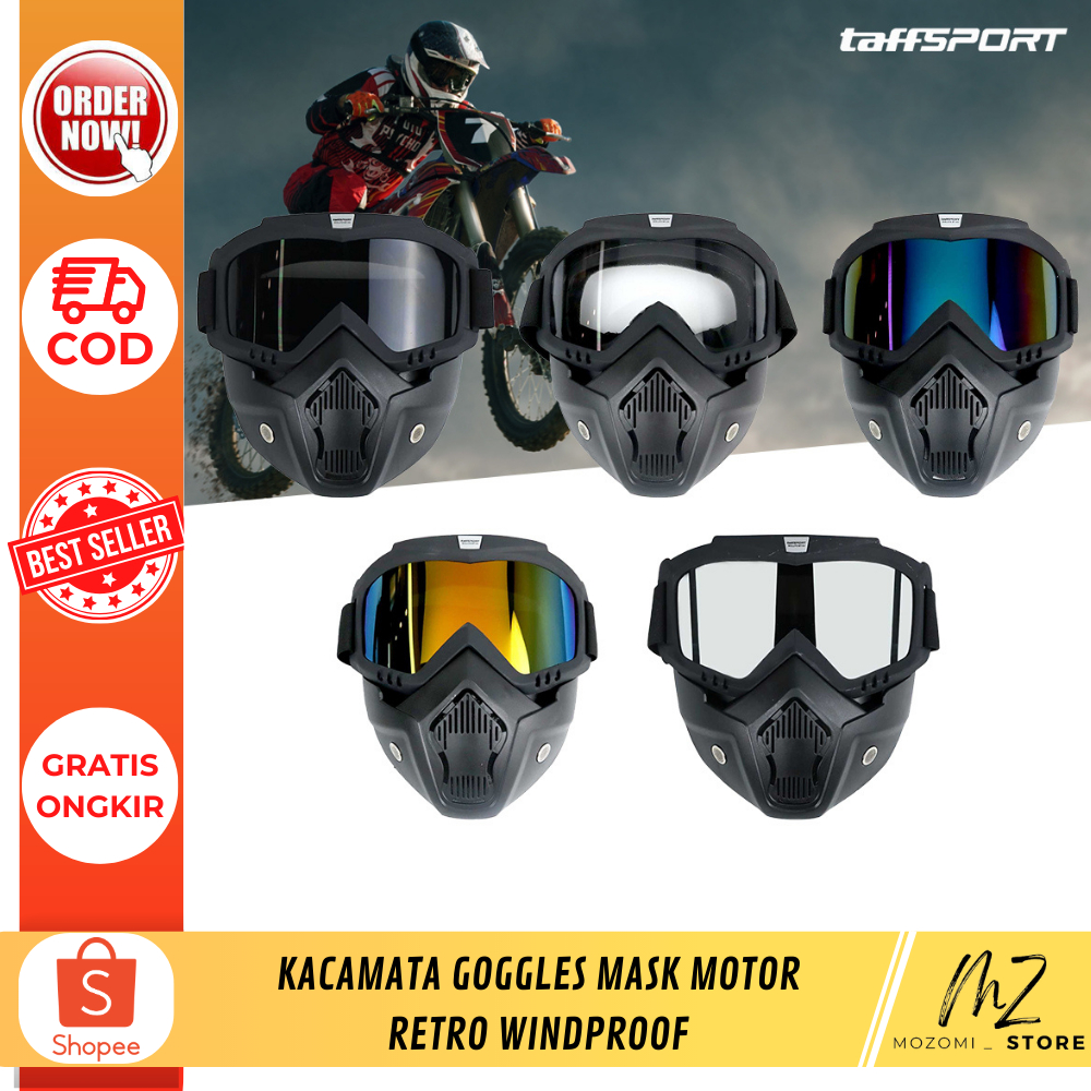 Jual Kacamata Goggles Mask Motor Retro Windproof Masker wajah pelindung ...