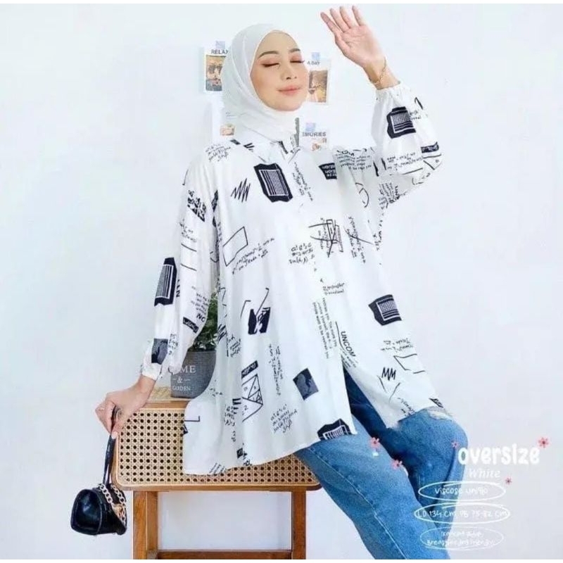 Jual Kemeja Rayon Wanita Oversize Motif Vintage Abstrak Rayon Viscose ...