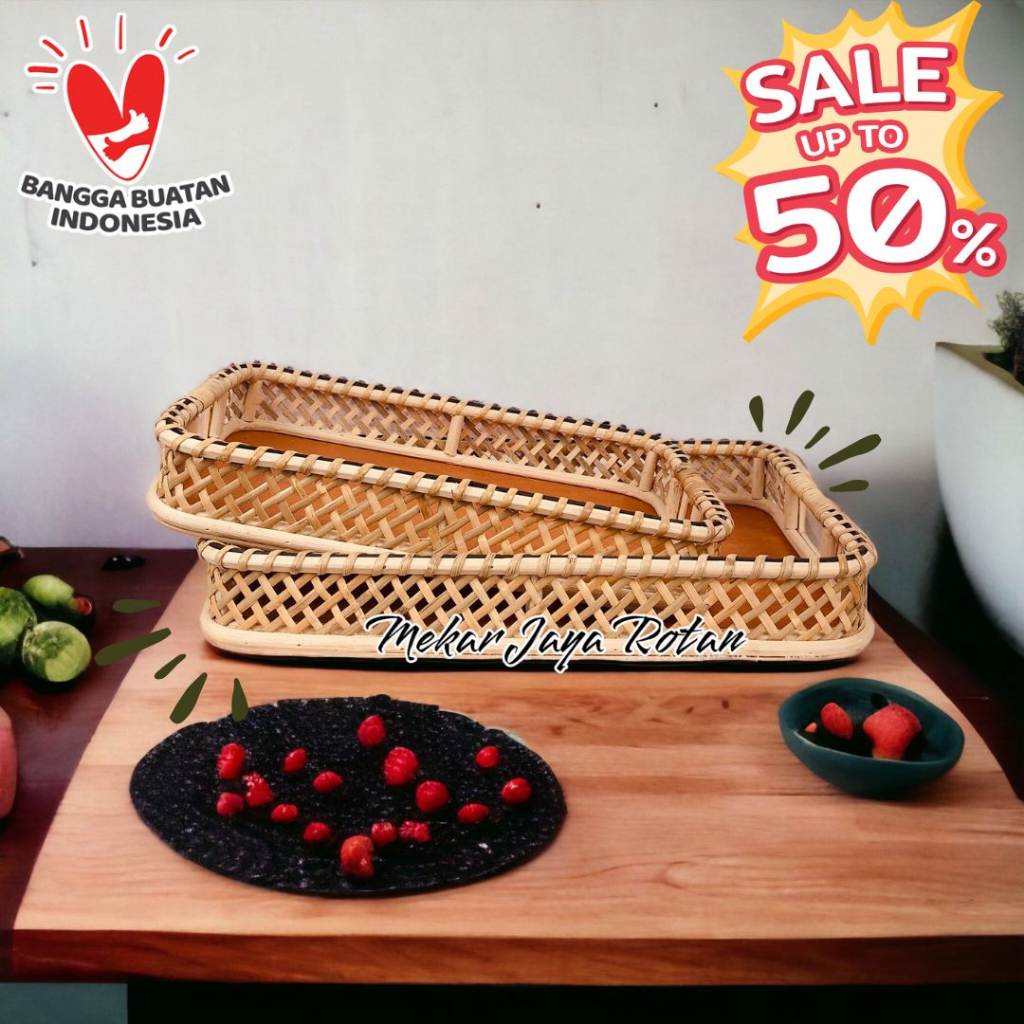 Jual Nampan Saji Rotan Kotak- Tray Rotan Asli - Baki Anyaman Rotan ...