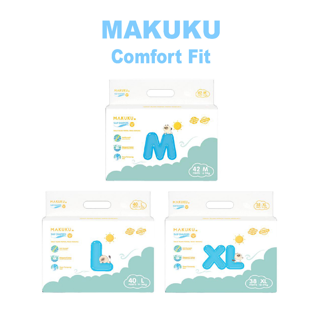 Jual MAKUKU SAP Diapers Comfort Fit Pants M-42 / L-44 / XL-38 - Tipe ...