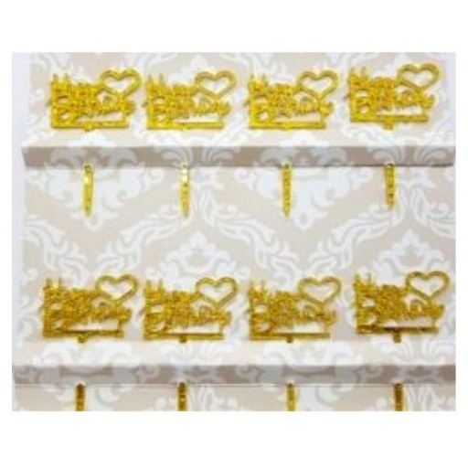 Jual Cake Topper Gold Happy Birthday Tusukan Kue Emas Selamat Ulang ...