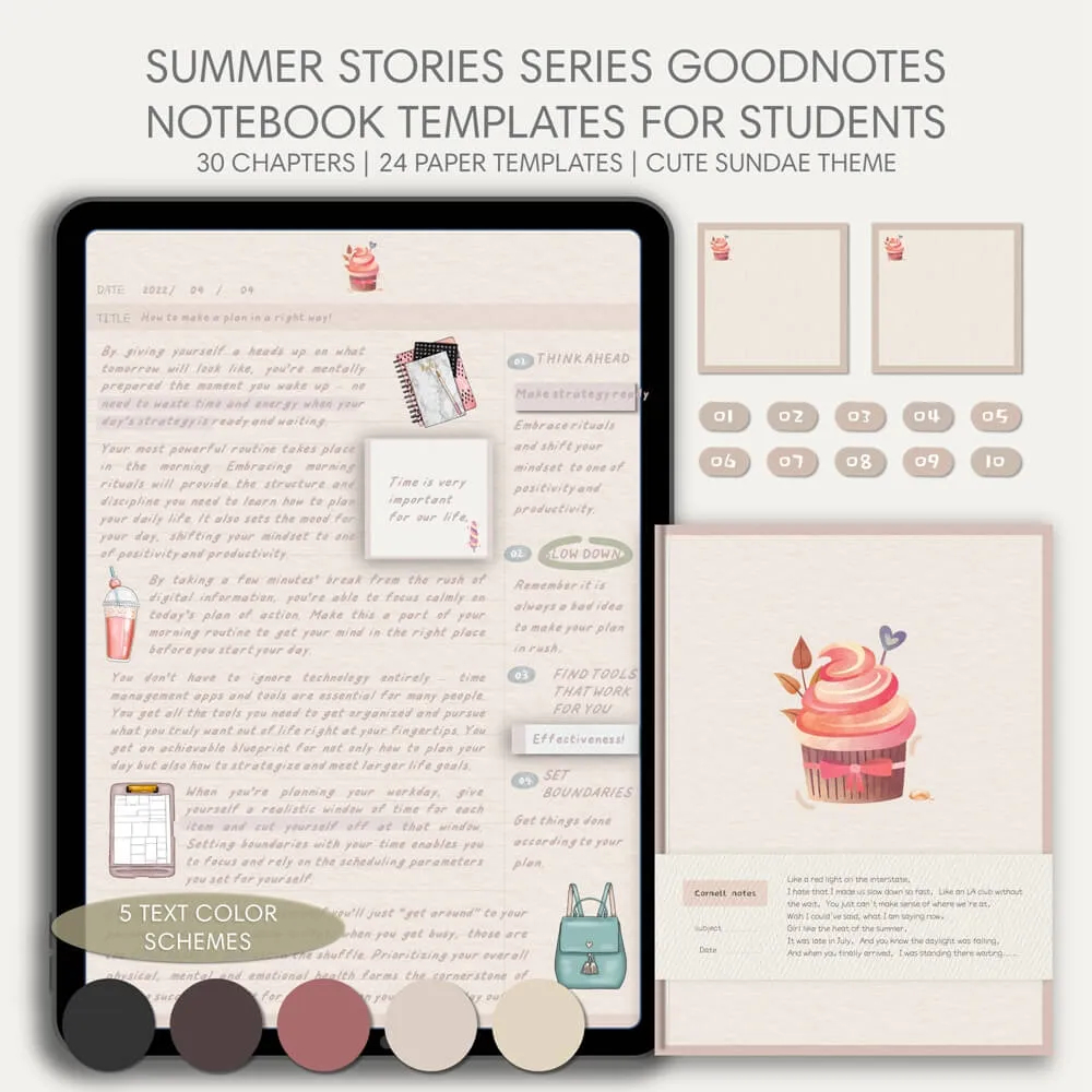 Jual Cute Sundae Summer Stories Series Digital Notebook BuJo Journal ...