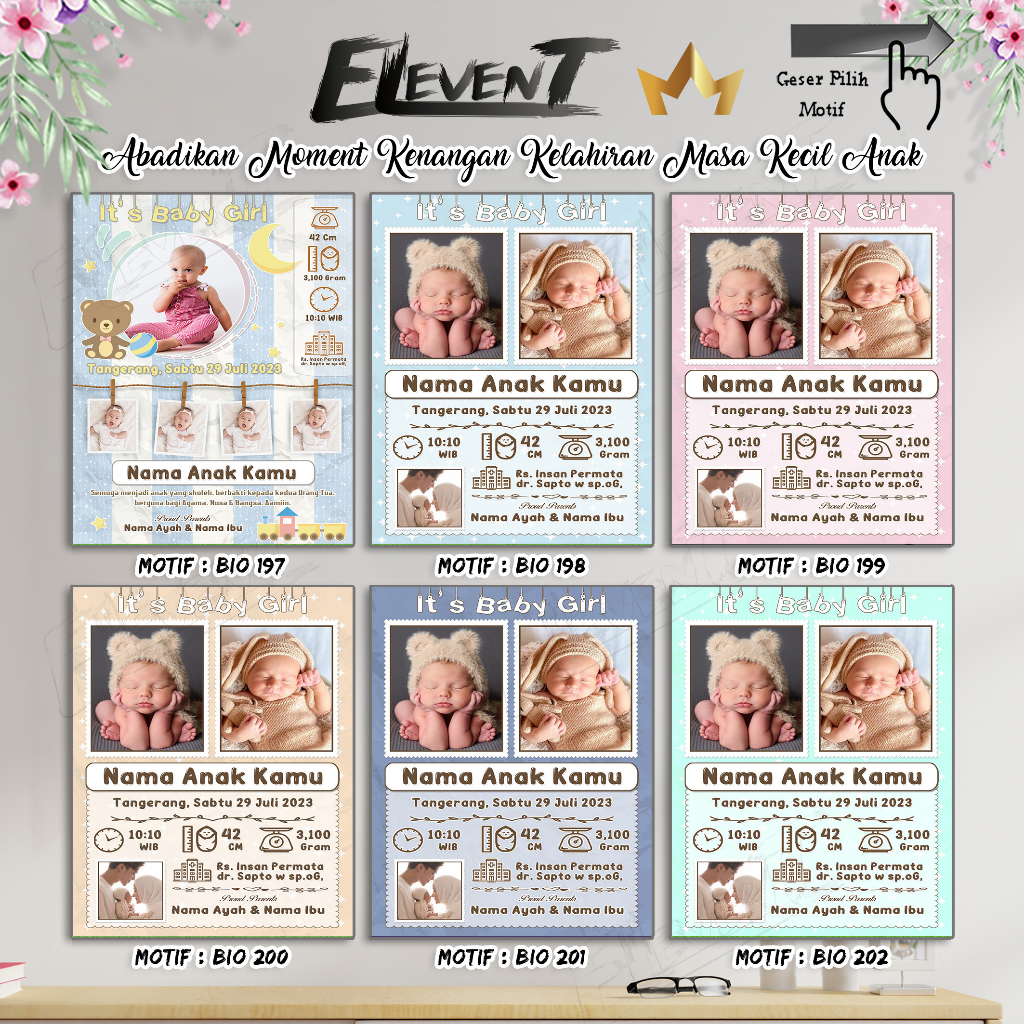 Jual Bikin Biodata Bayi Kayu 30x40cm Foto Gantung Hiasan Dinding ...