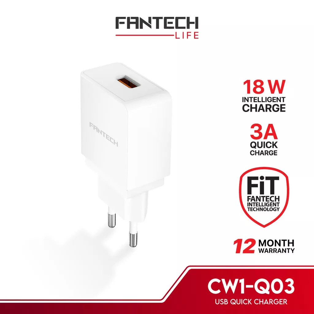 Jual FANTECH Charger 18W Fast Charging, Quick Charge 3.0A CW1-Q03 – USB ...