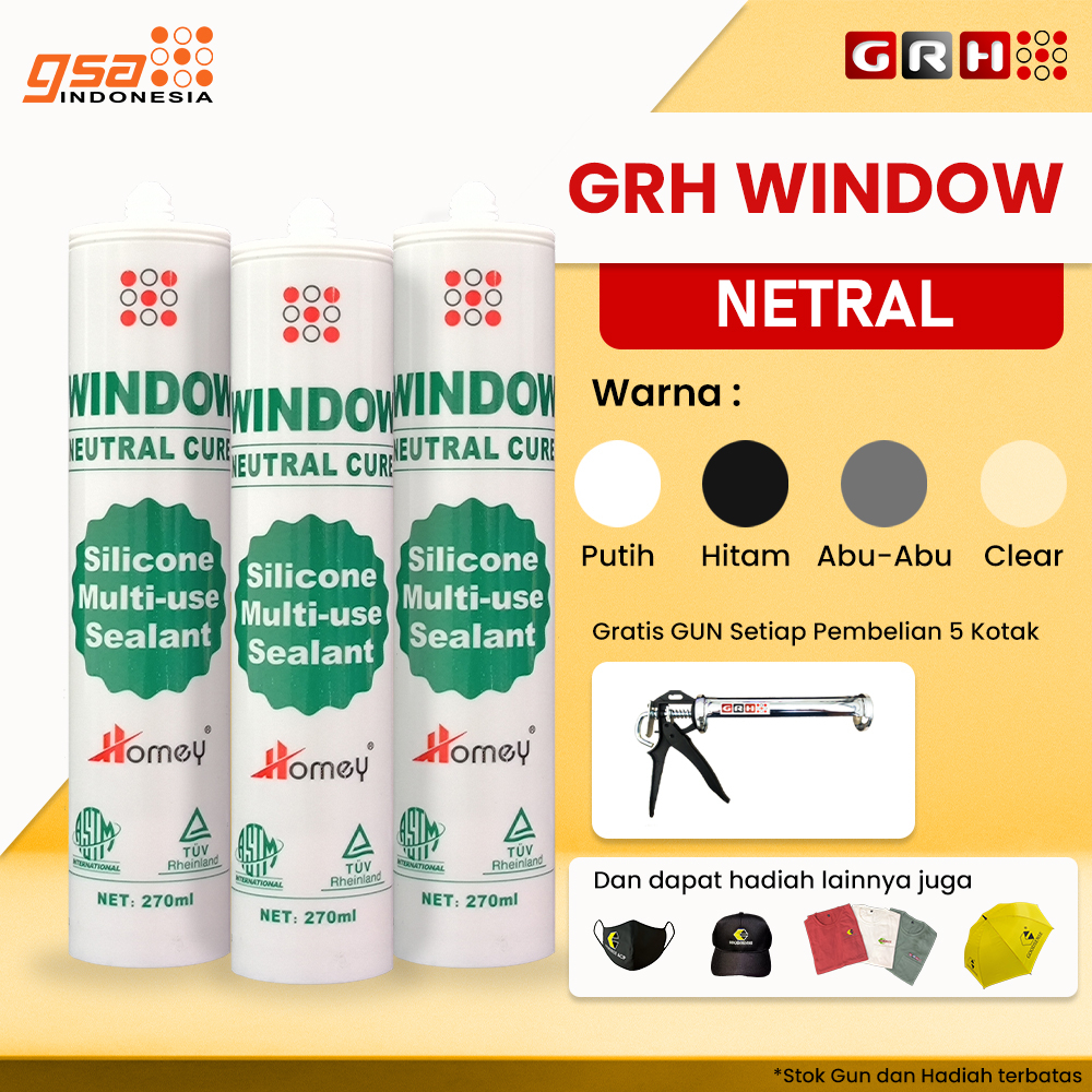 Jual Lem Sealant Kaca/Silicone Sealant GRH Window Netral 270ml | Shopee ...