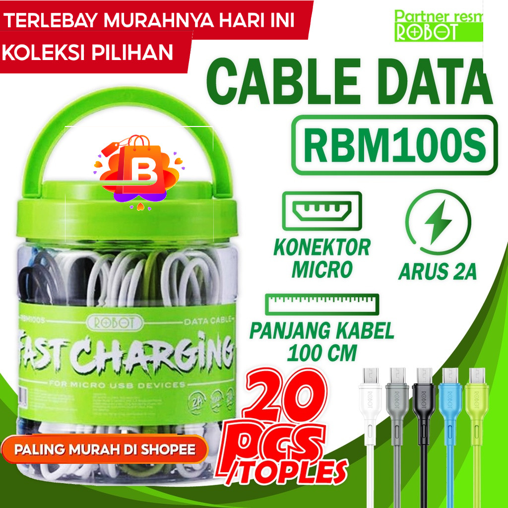 Jual ROBOT KABEL DATA RBM100 COLORFUL 1 TOPLES ISI 20 PCS | Shopee Indonesia