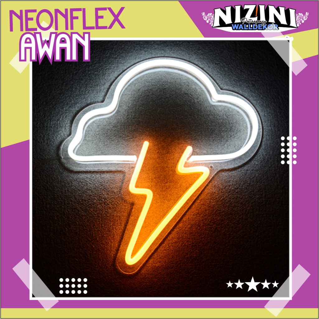 Jual LAMPU NEON SIGN CUSTOM LOGO AWAN & PETIR DEKORASI KAMAR AESTHETIC ...