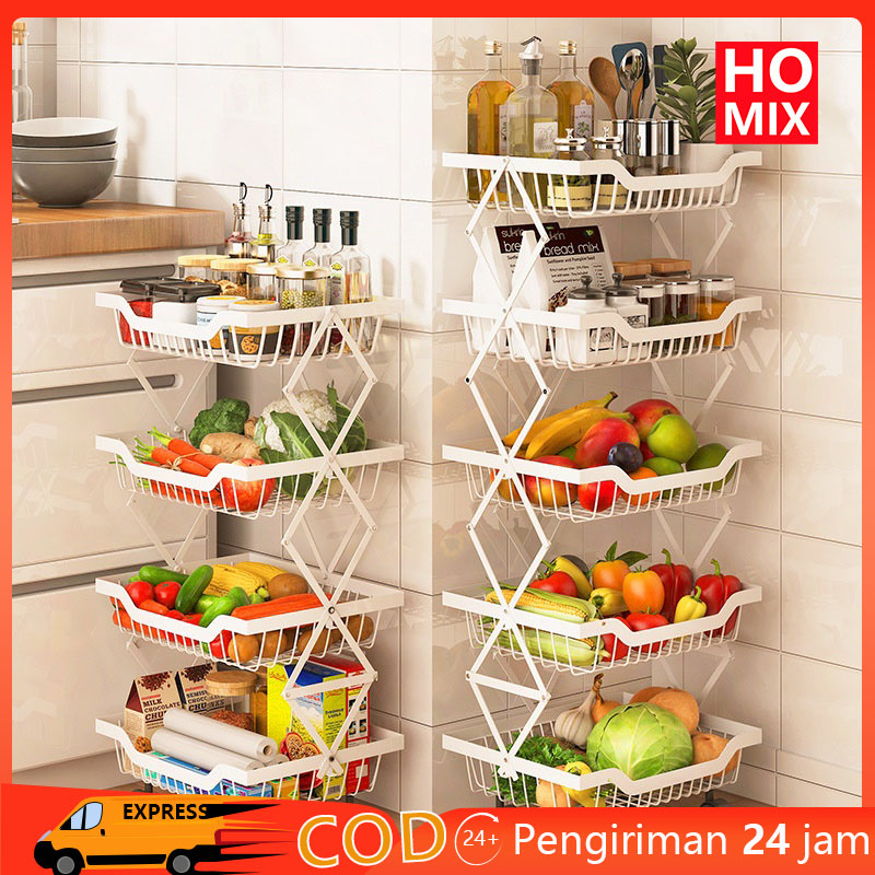 Jual HOMIX Rak Keranjang Buah Lipat Tempat Penyimpanan Sayur Bumbu ...
