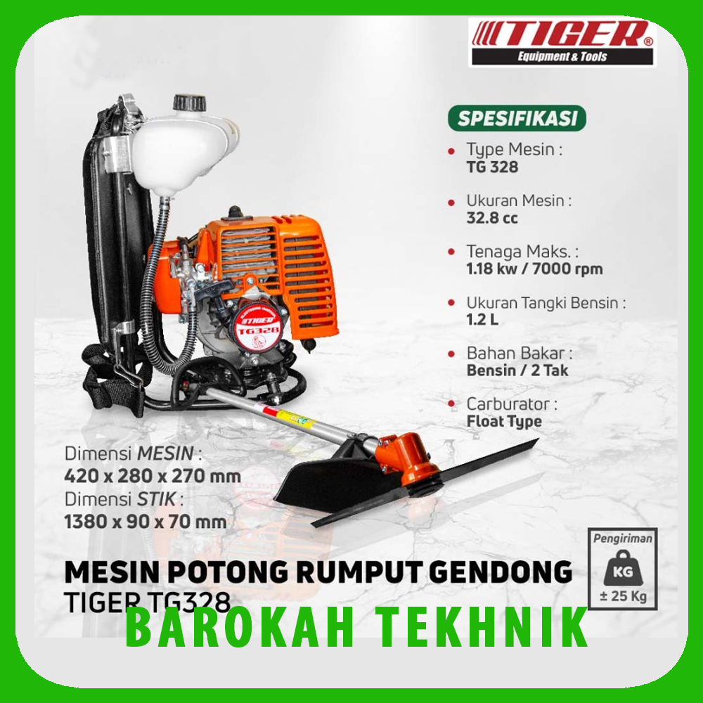 Jual Mesin potong rumput gendong 2 tak Tiger TG328 | Shopee Indonesia