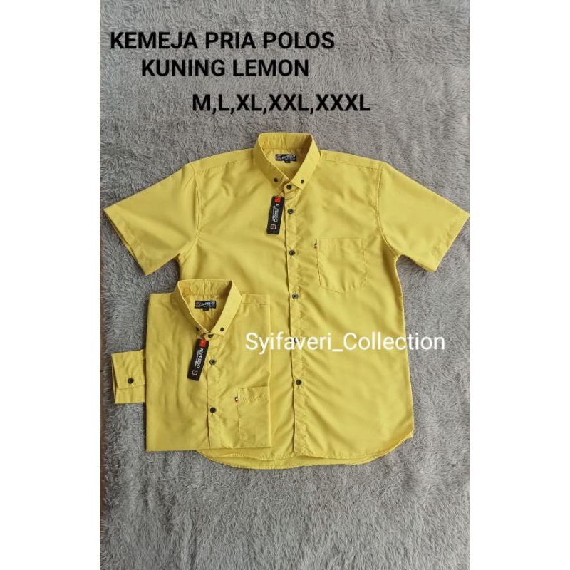 Jual KEMEJA PRIA POLOS KUNING LEMON/KEMEJA FORMAL | Shopee Indonesia