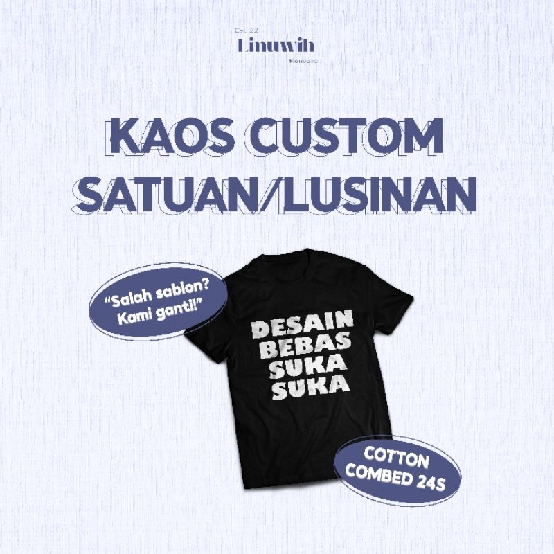 Jual Kaos Custom Satuan/Lusinan Cotton Combed 24s | Shopee Indonesia