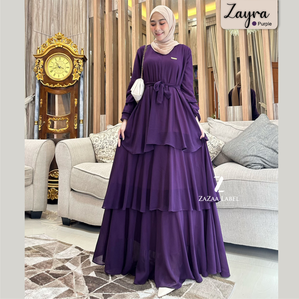 Jual Zazaa Label - Zayra Maxi Dress Wanita Muslim ceruty babydoll full ...