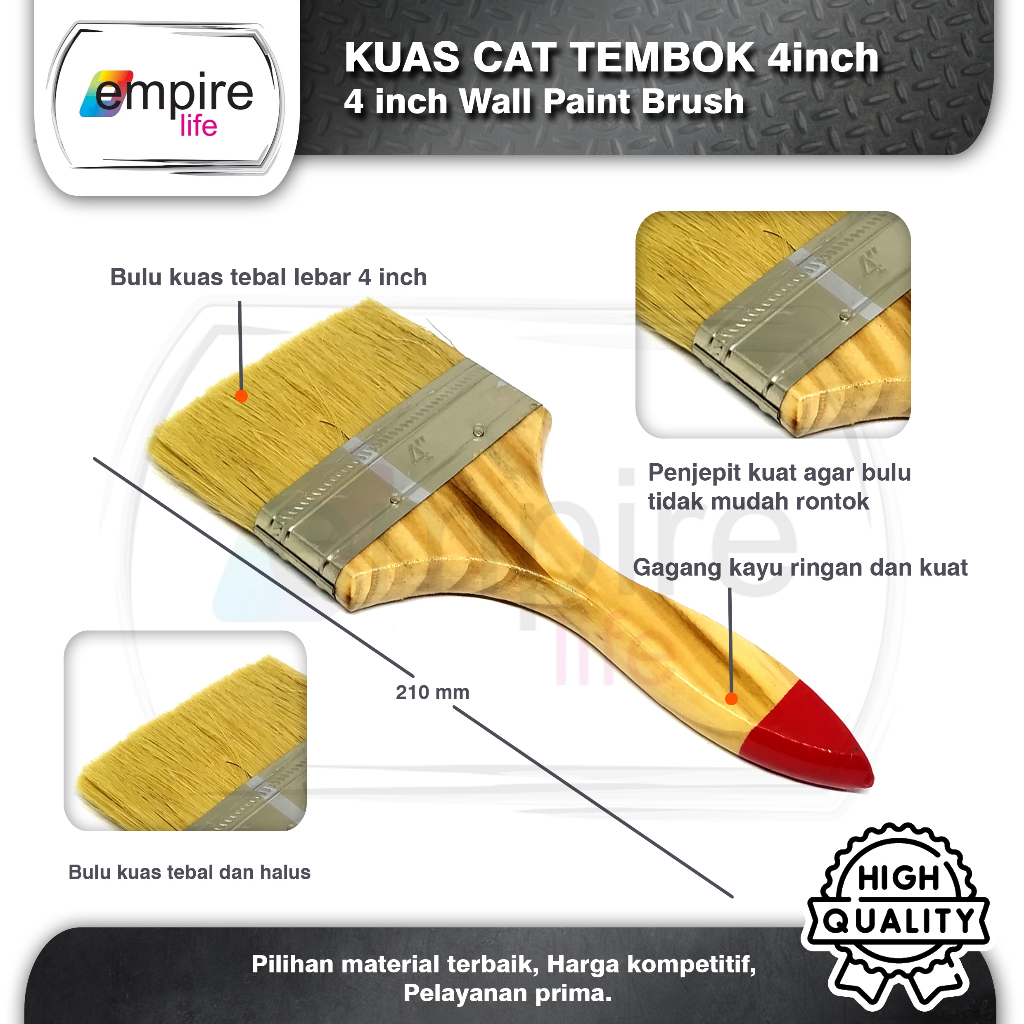 Jual Kuas / Koas Cat 4 inch | Kuas Dinding | Kuas Gagang kayu | Shopee ...