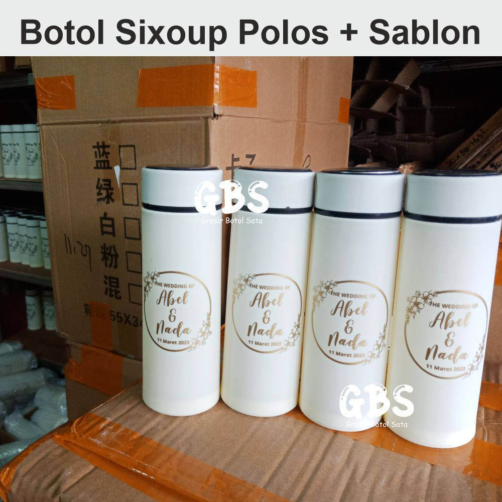 Jual (MINIM 100 pcs) BOTOL SIX OUP PUTIH SABLON / TUMBLR SIX OUP CUSTOM ...