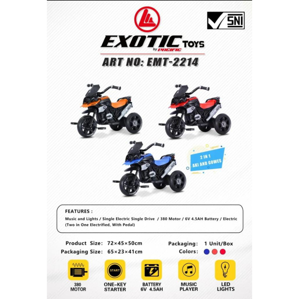 Jual Motor Aki dan Gowes (2 Fungsi) Merk Exotic EMT 2214 | Shopee Indonesia