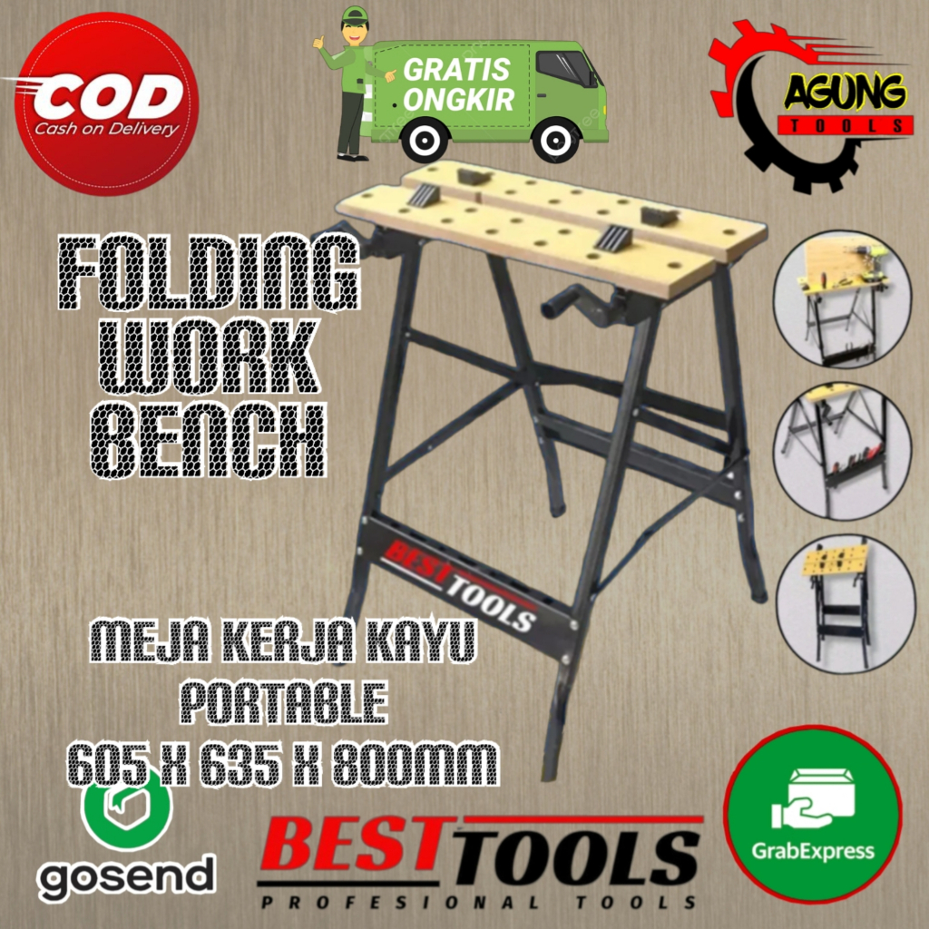 Jual Meja Kerja Kayu Portable / Folding Work Bench / Workbench | Shopee ...