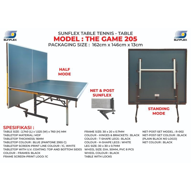 Jual MEJA PINGPONG TENIS MEJA SUNFLEX THE GAME 205 ORIGINAL | Shopee ...