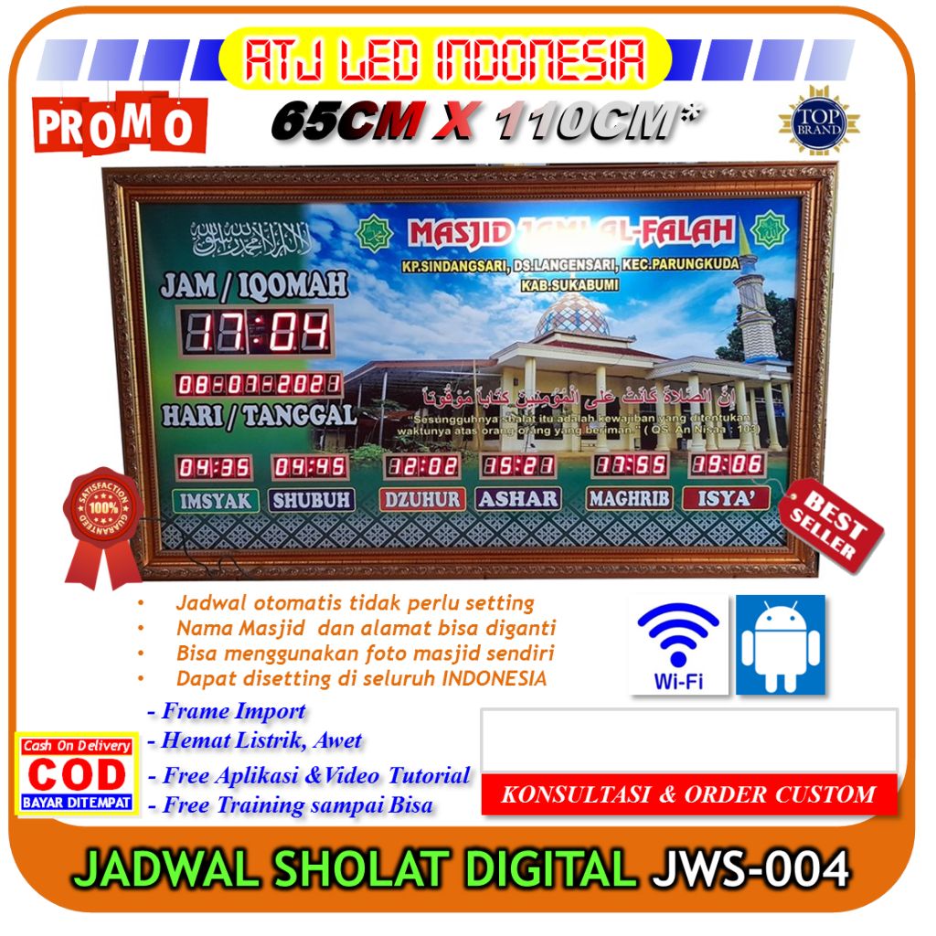 Jual jadwal sholat digital running text jam masjid jam iqomah adzan ...