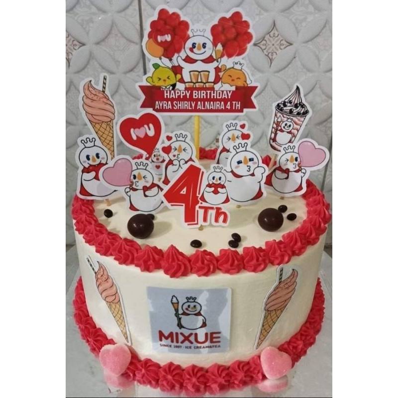 Jual Topper Kue Mixue Free Nama Dan Ucapan || Toper Kue Ulang Tahun ...