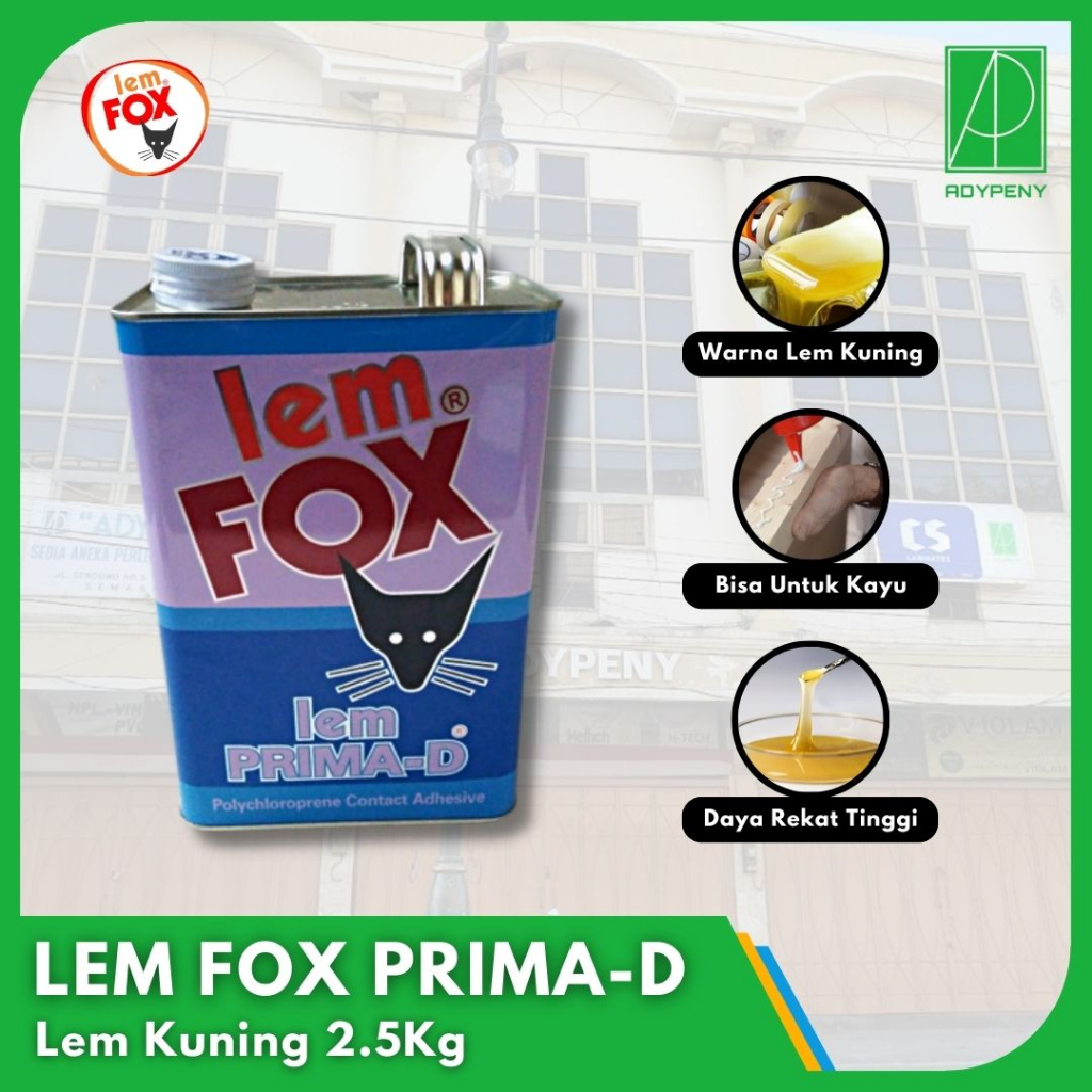Jual Lem Kuning Fox Prima D 2,5Kg Galon Lem Kayu HPL Serbaguna | Shopee ...