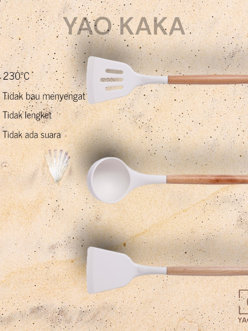 Jual Alat Dapur Peralatan Masak Spatula Silikon Tahan Panas Putih Yao ...