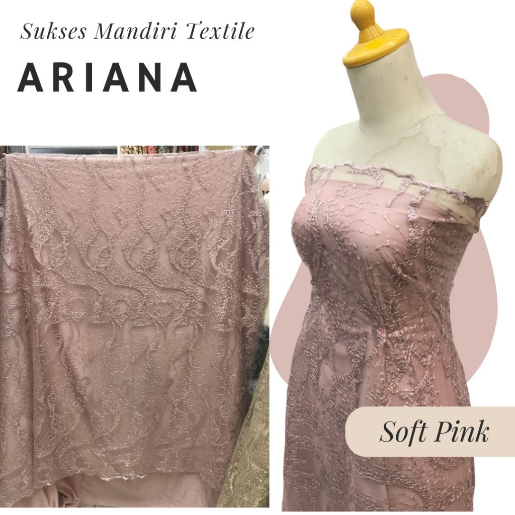 Jual [ARIANA] Brokat Valencia Wave Soft Pink | Harga ½ meter = 50 cm ...
