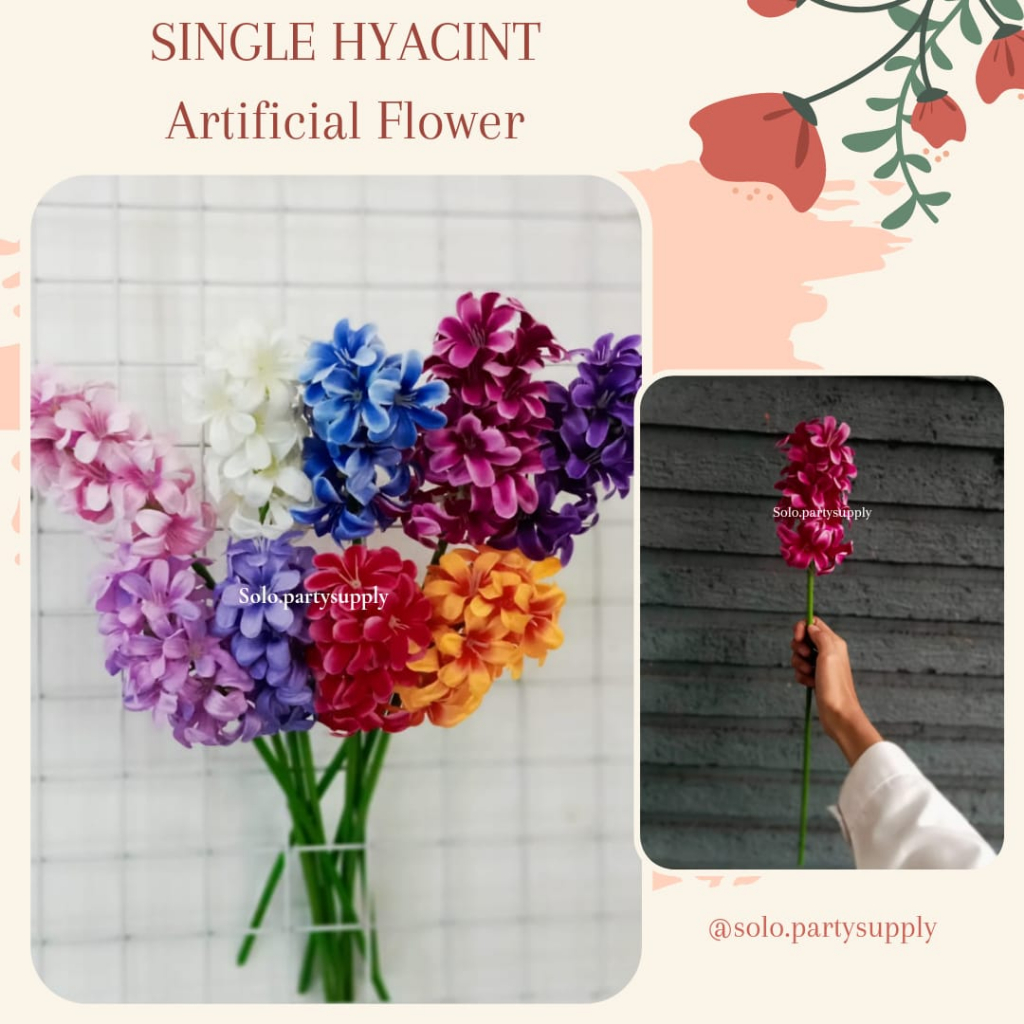 Jual (TT) SINGLE HYACINTH ARTIFICIAL HYDRANGEAS FLOWER POM POM MUM ...