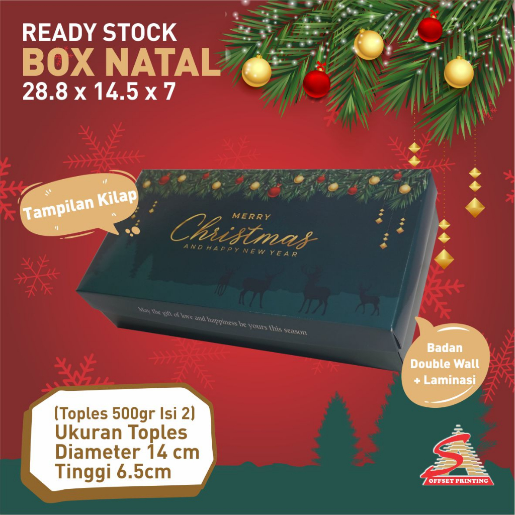 Jual 28.8x14.5x7 Hampers Natal/Box Natal/Box Kue Kering/Kue Kering ...