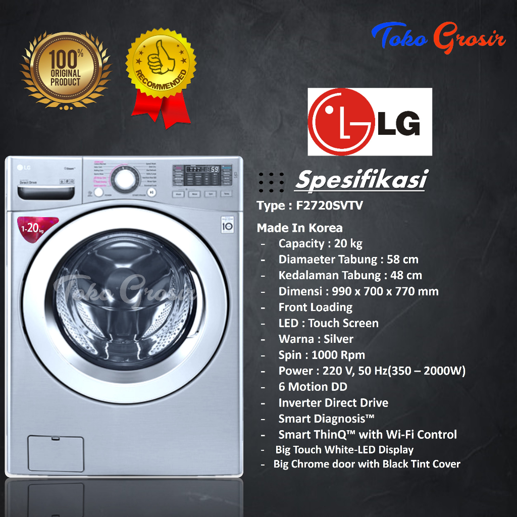 Jual LG 20KG MESIN CUCI FRONT LOADING LAUNDRY | Shopee Indonesia